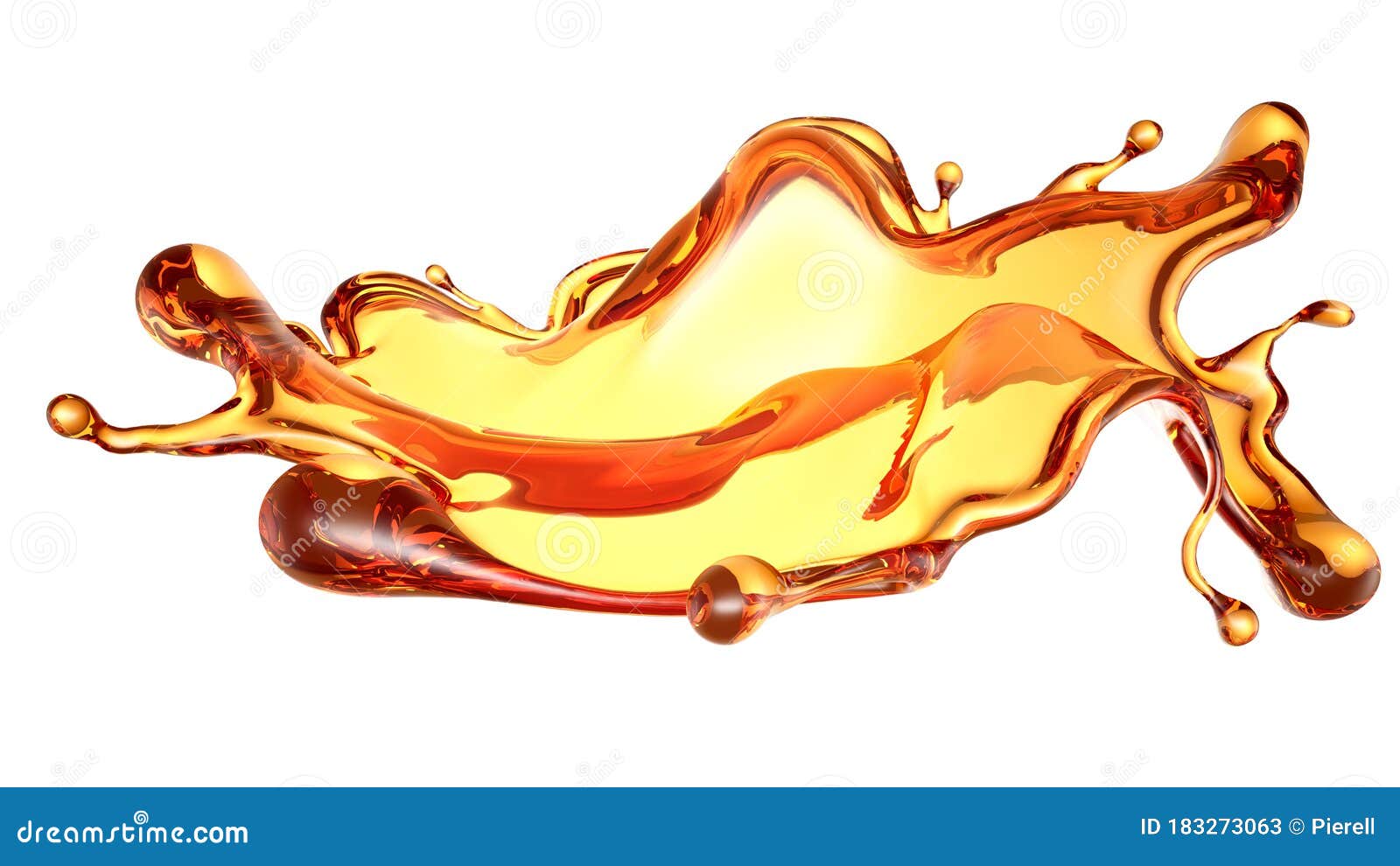 Splash of a Transparent Orange Liquid on a White Background. 3d ...