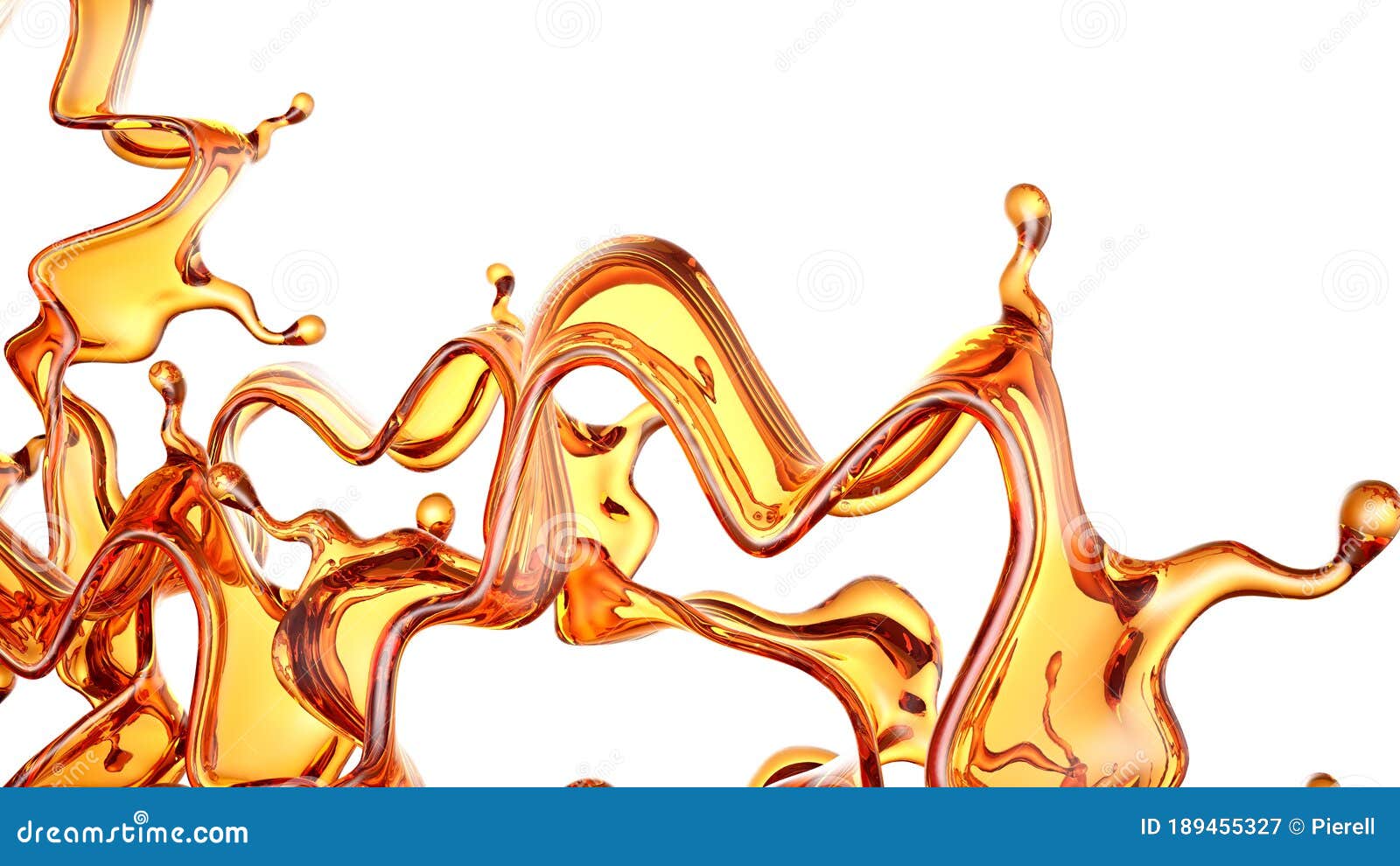 Splash of a Transparent Orange Liquid on a White Background. 3d ...