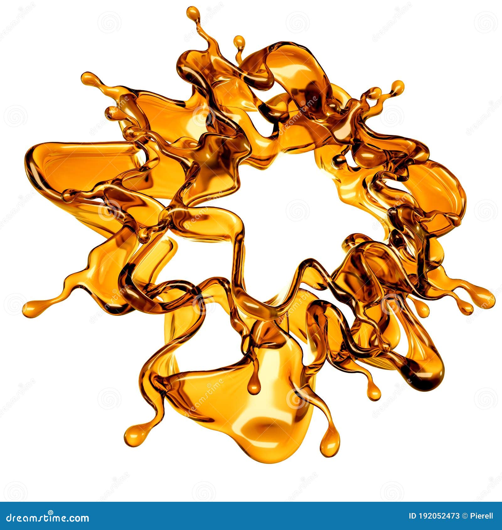 Splash of a Transparent Orange Liquid on a White Background. 3d ...