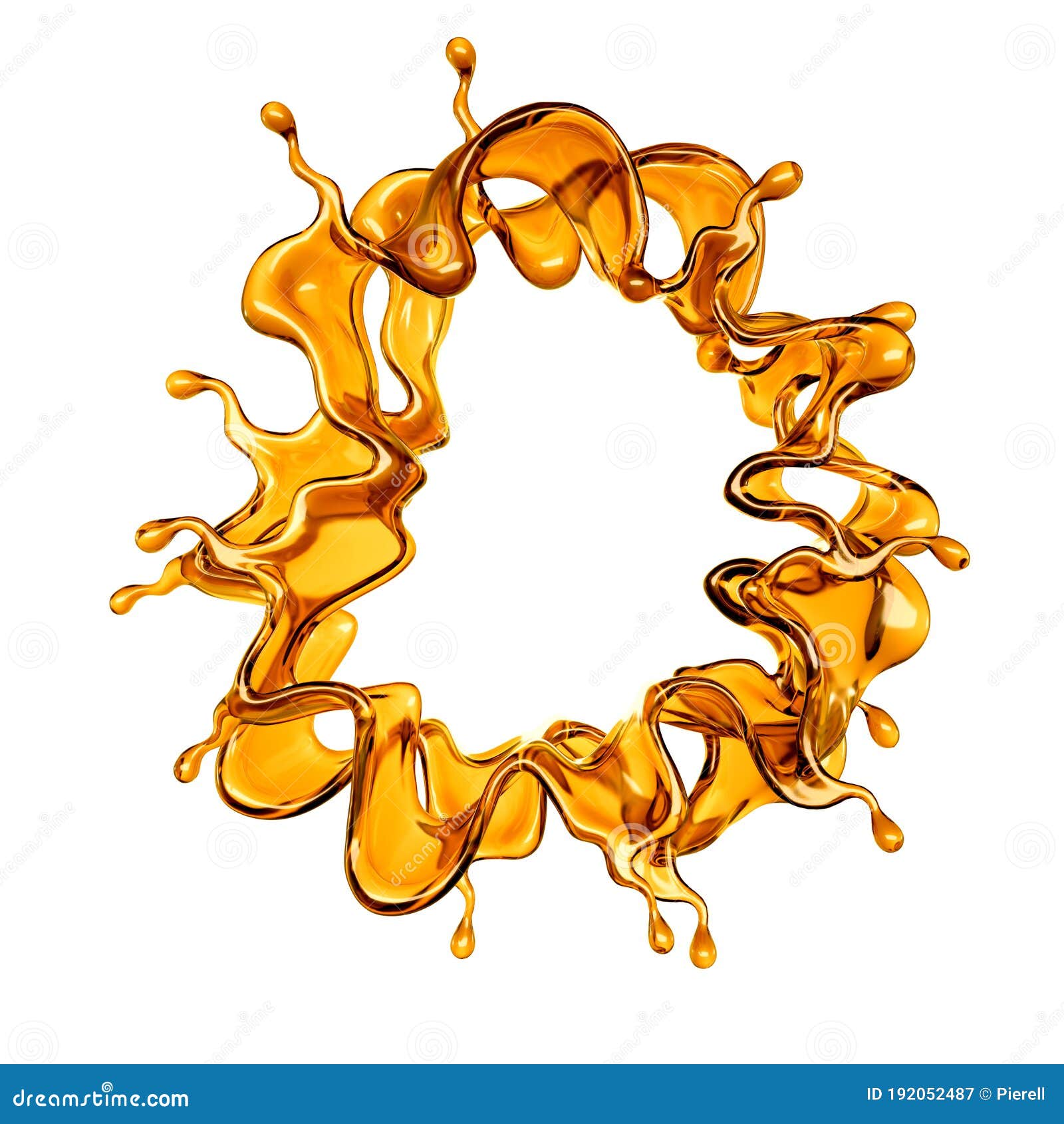 Splash of a Transparent Orange Liquid on a White Background. 3d ...