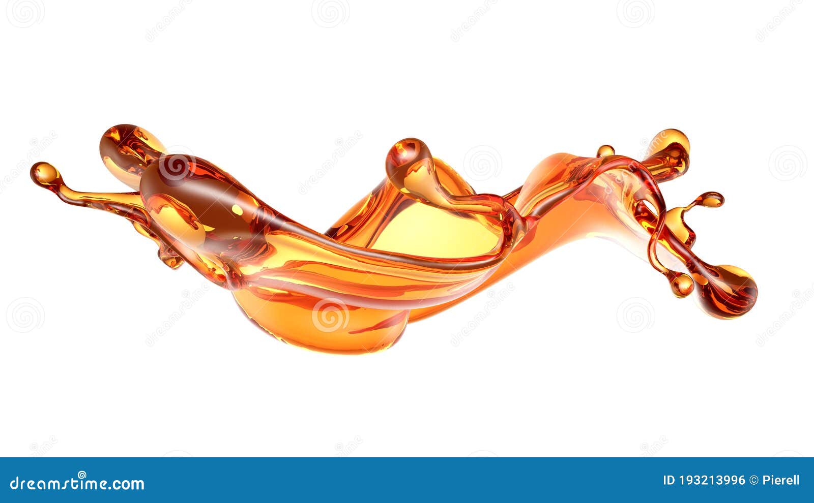 Splash of a Transparent Orange Liquid on a White Background. 3d ...