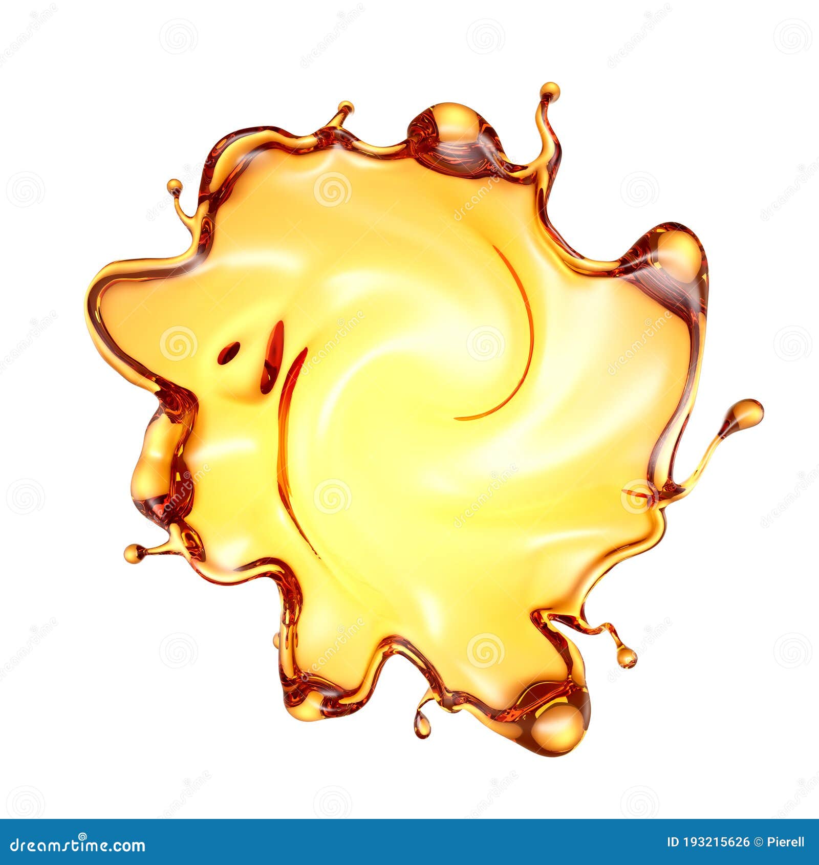 Splash of a Transparent Orange Liquid on a White Background. 3d ...