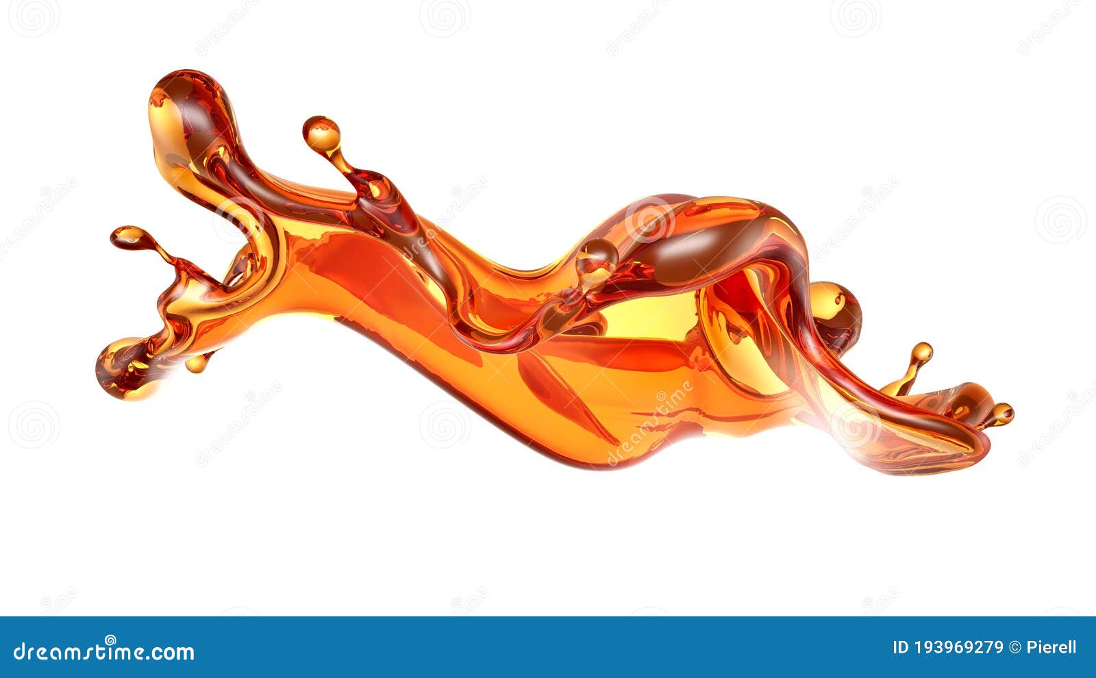 Splash of a Transparent Orange Liquid on a White Background. 3d ...