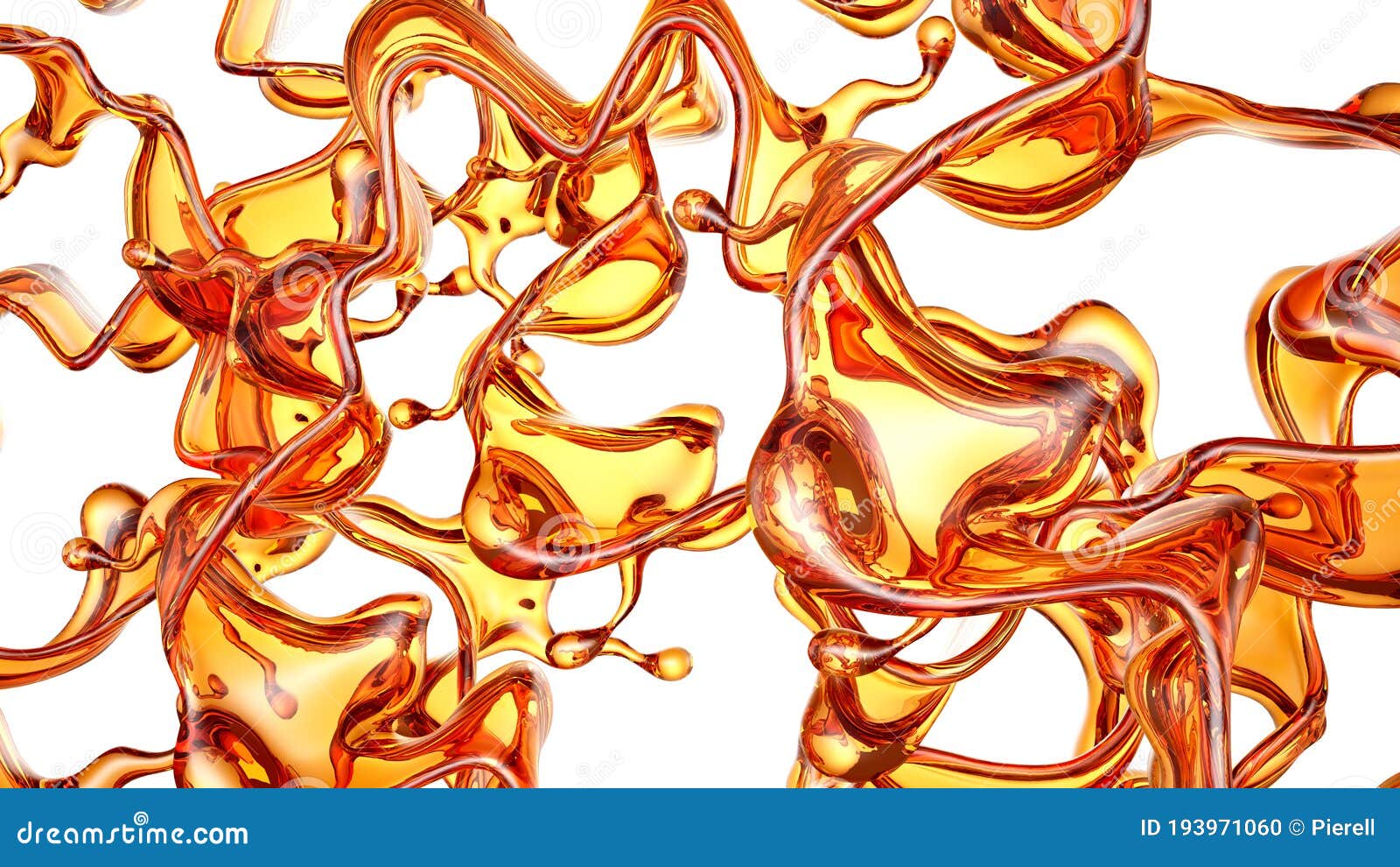 Splash of a Transparent Orange Liquid on a White Background. 3d ...