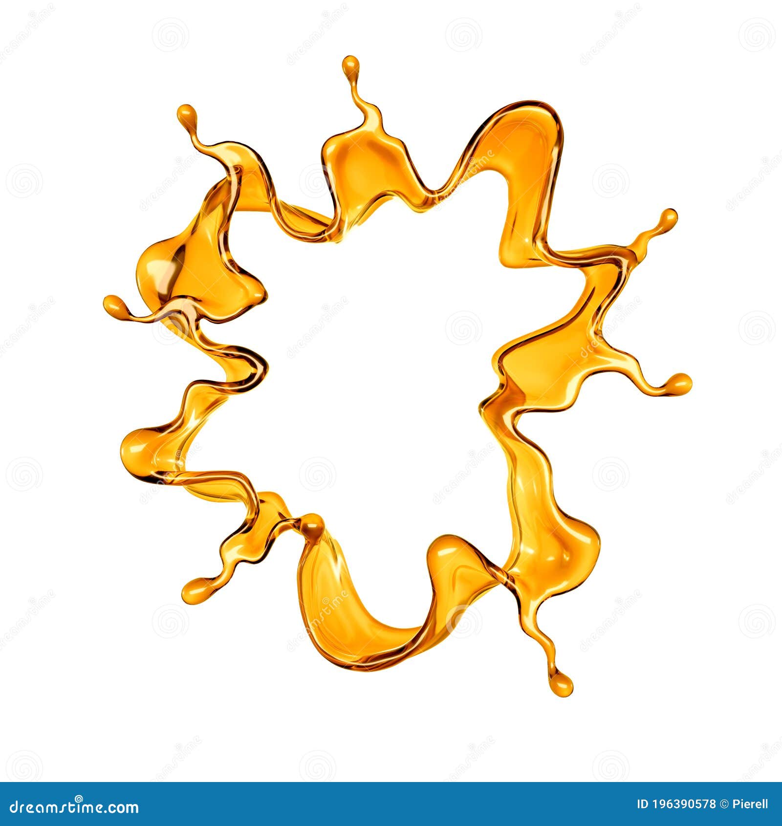 Splash of a Transparent Orange Liquid on a White Background. 3d ...