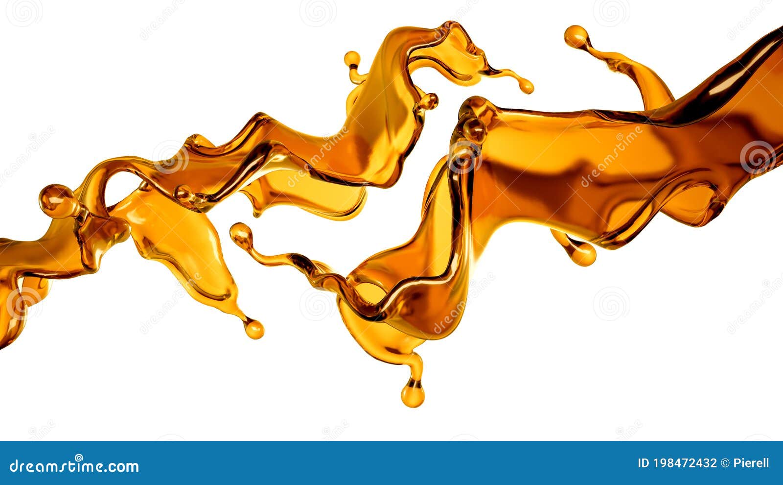 Splash of a Transparent Orange Liquid on a White Background. 3d ...