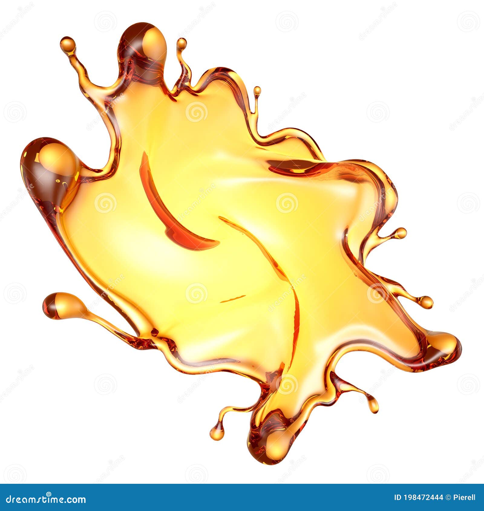 Splash of a Transparent Orange Liquid on a White Background. 3d ...