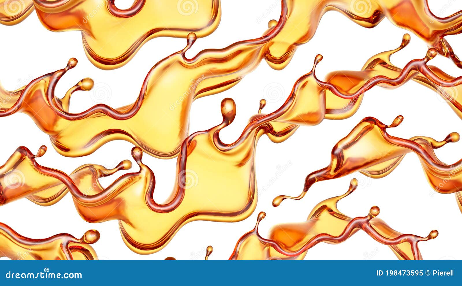 Splash of a Transparent Orange Liquid on a White Background. 3d ...