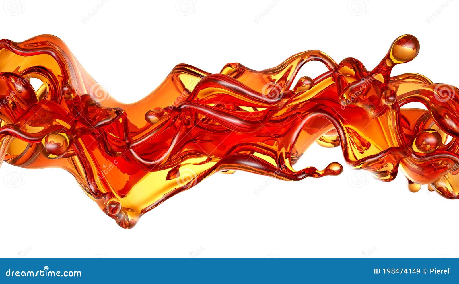 Splash of a Transparent Orange Liquid on a White Background. 3d ...
