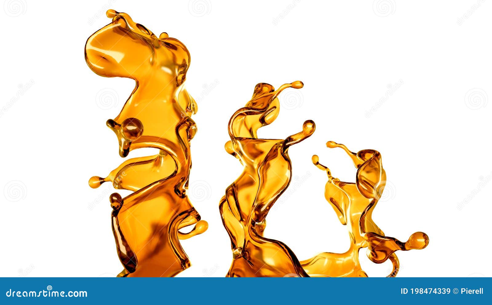Splash of a Transparent Orange Liquid on a White Background. 3d ...
