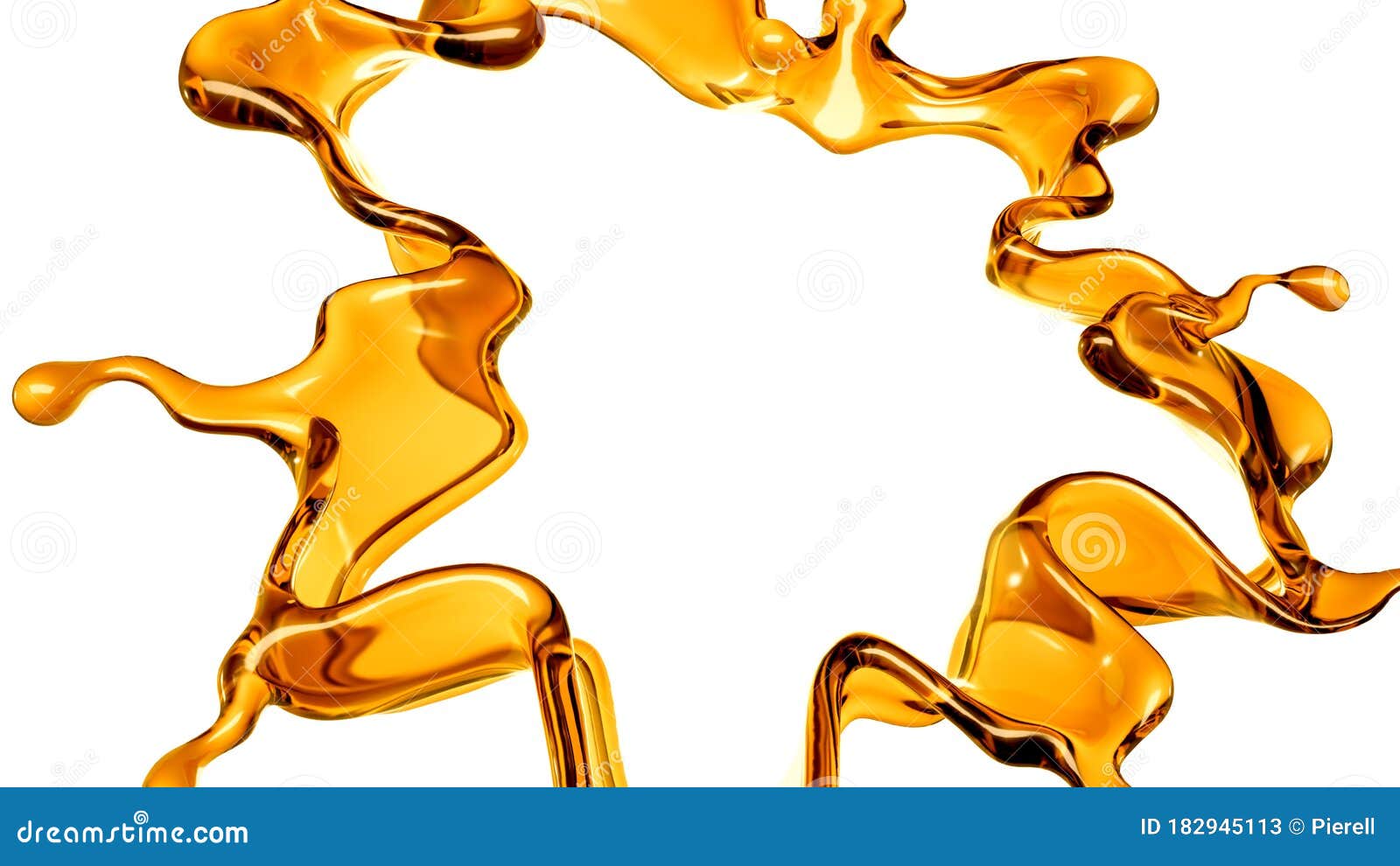 Splash of a Transparent Orange Liquid on a White Background. 3d ...