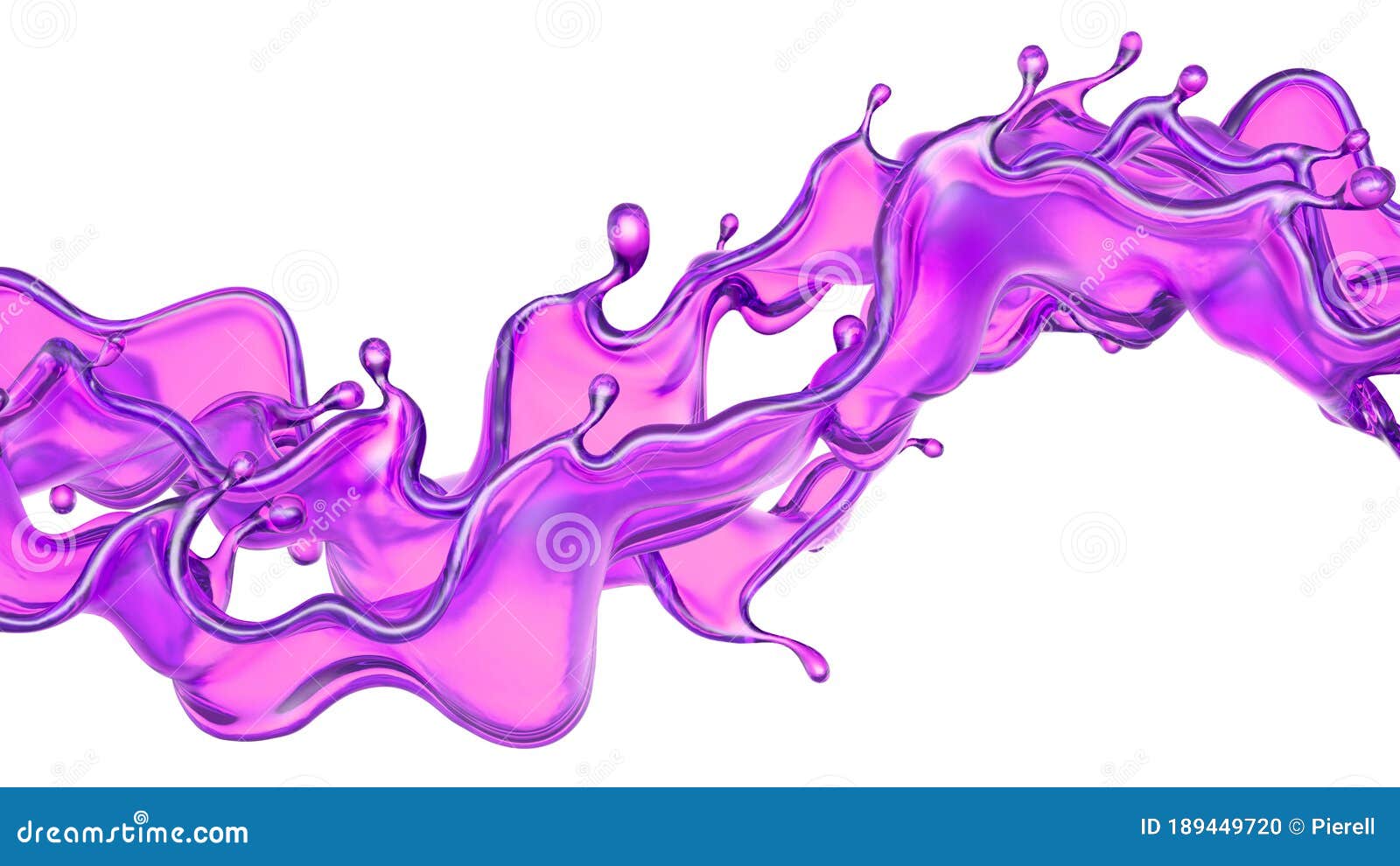 A Splash of Transparent Purple Liquid on a White Background. 3d ...