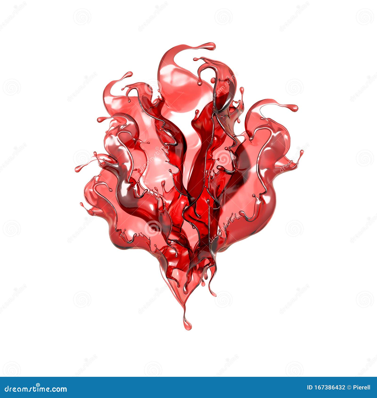 A Splash of a Transparent Red Liquid. 3d Illustration, 3d Rendering ...