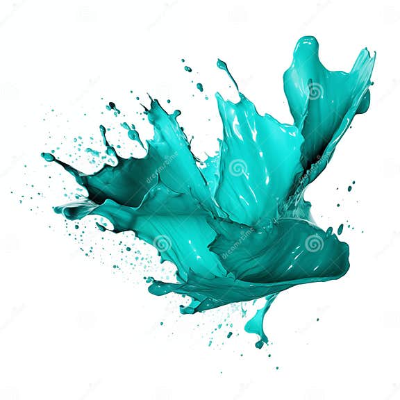 Splash of Turquoise Paint Isolated on a White Background Stock ...