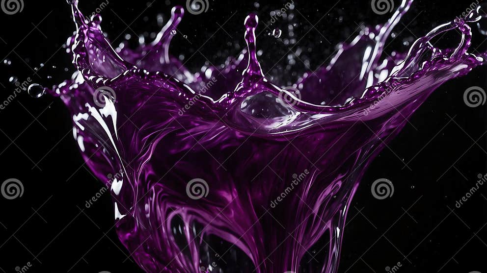 Splash of Violet Liquid Isolated in Black Ai Generated Stock ...