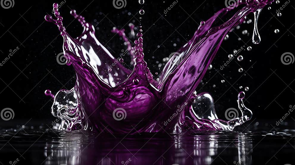 Splash of Violet Liquid Isolated in Black Ai Generated Stock ...