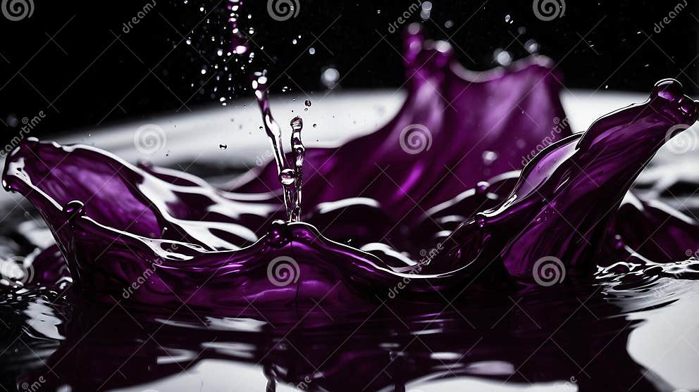 Splash of Violet Liquid Isolated in Black Ai Generated Stock ...
