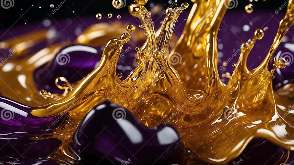 Splash of Violet Liquid Isolated in Gold Ai Generated Stock ...