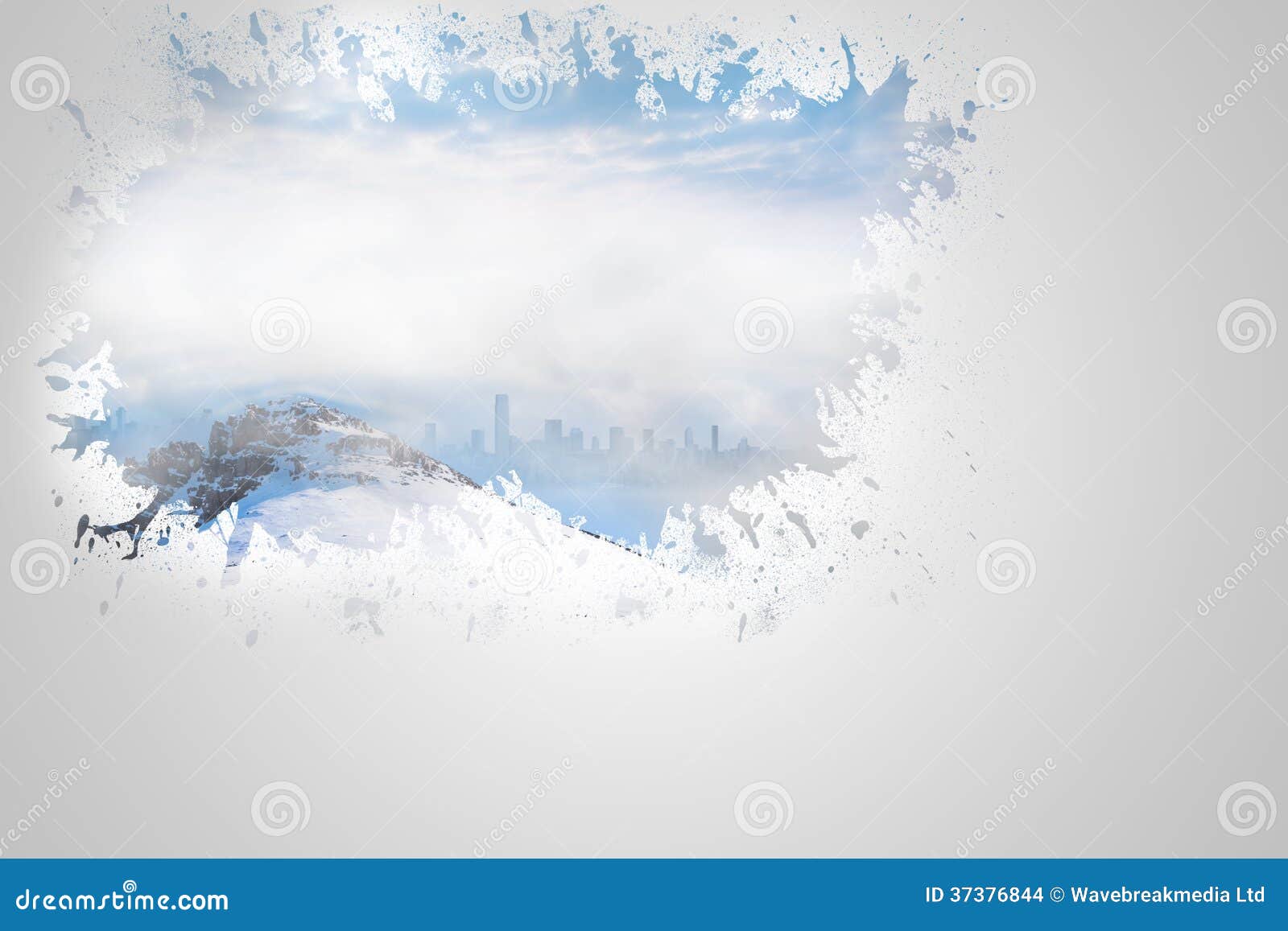 Splash on Wall Revealing Snowy Peak Stock Illustration - Illustration ...