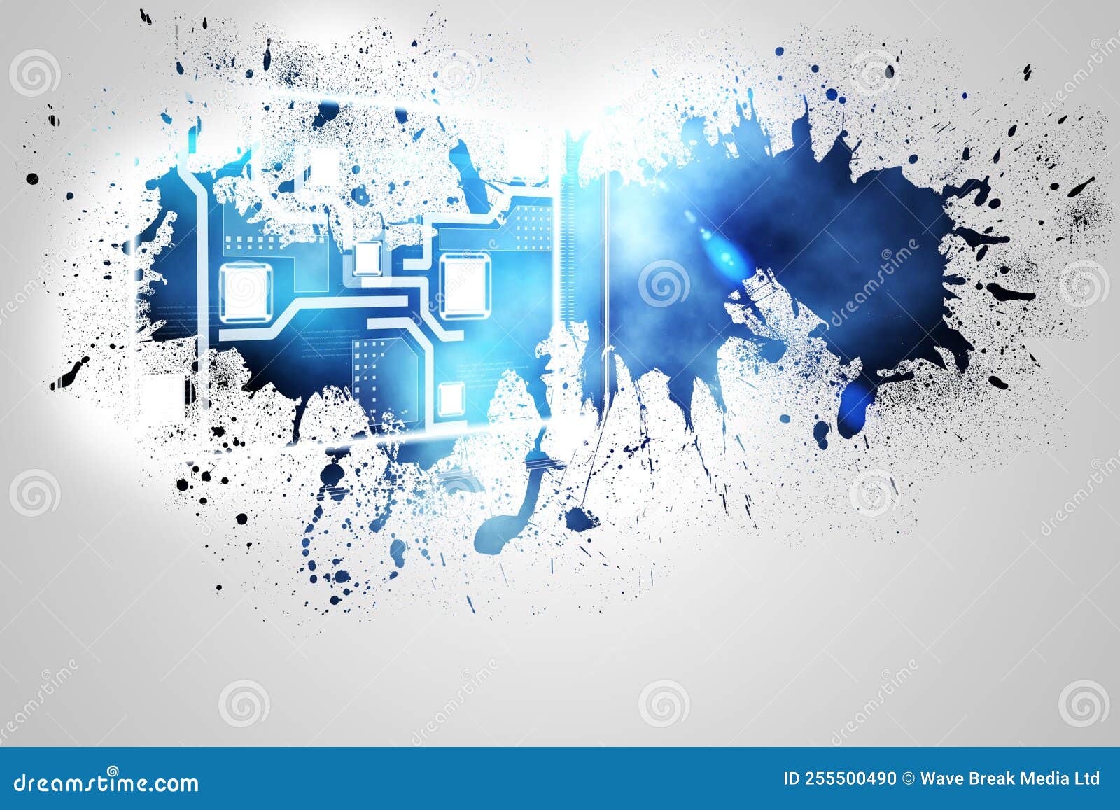 Splash on Wall Revealing Technology Interface Stock Illustration ...
