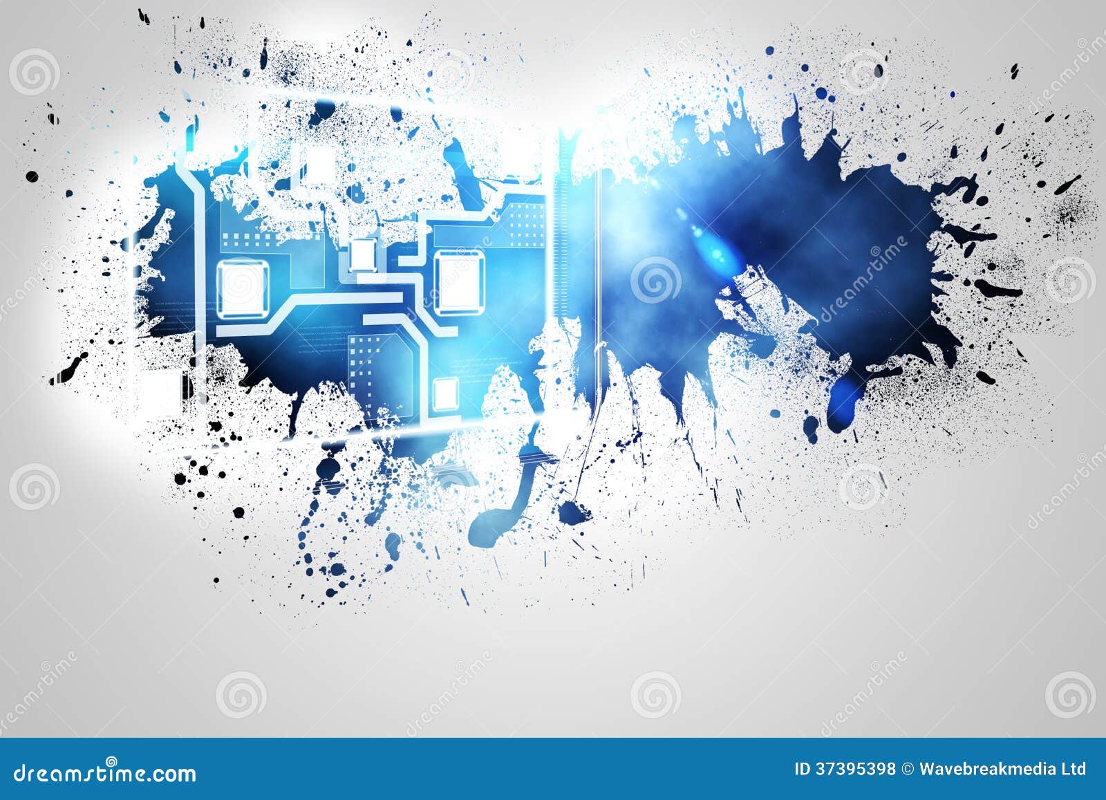 Splash on Wall Revealing Technology Interface Stock Illustration ...