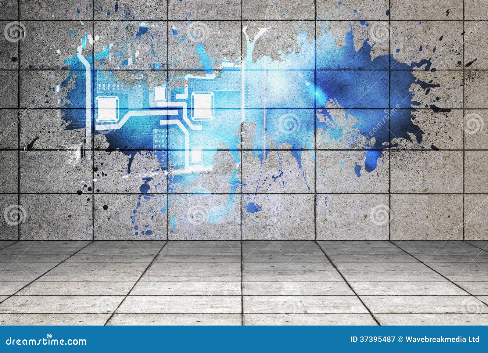 Splash on Wall Revealing Technology Interface Stock Illustration ...