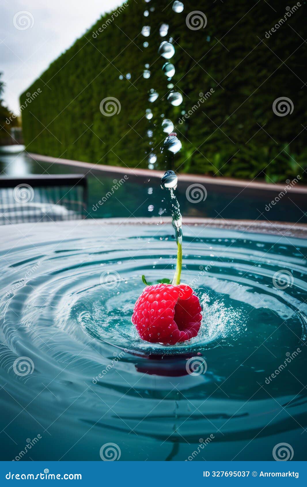Splash Water Aggregate Raspberry Fruit Surrounded by Glittering Water ...