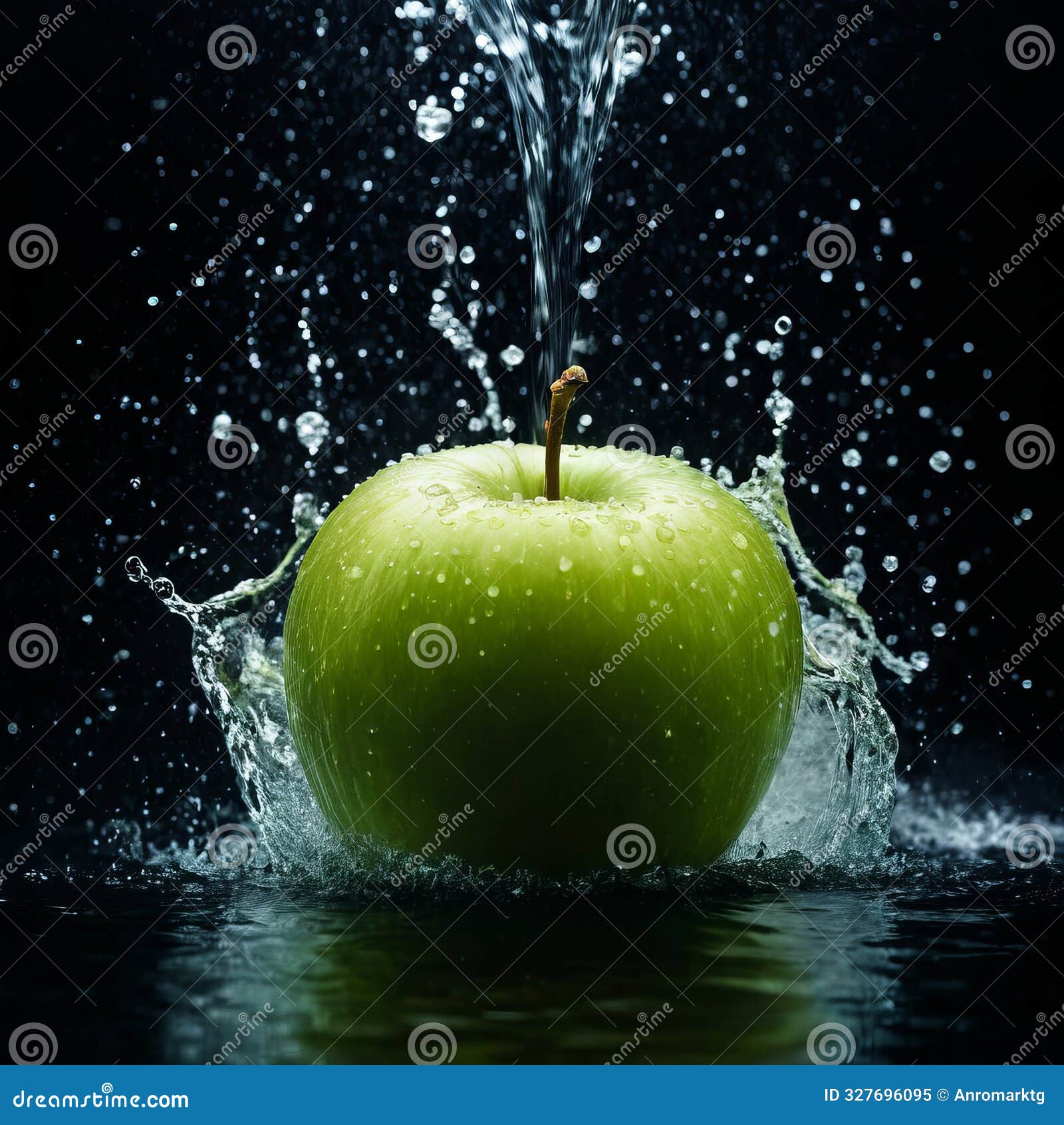 Splash Water Apple Highlighted by a Fine Mist Giving it a Magical ...