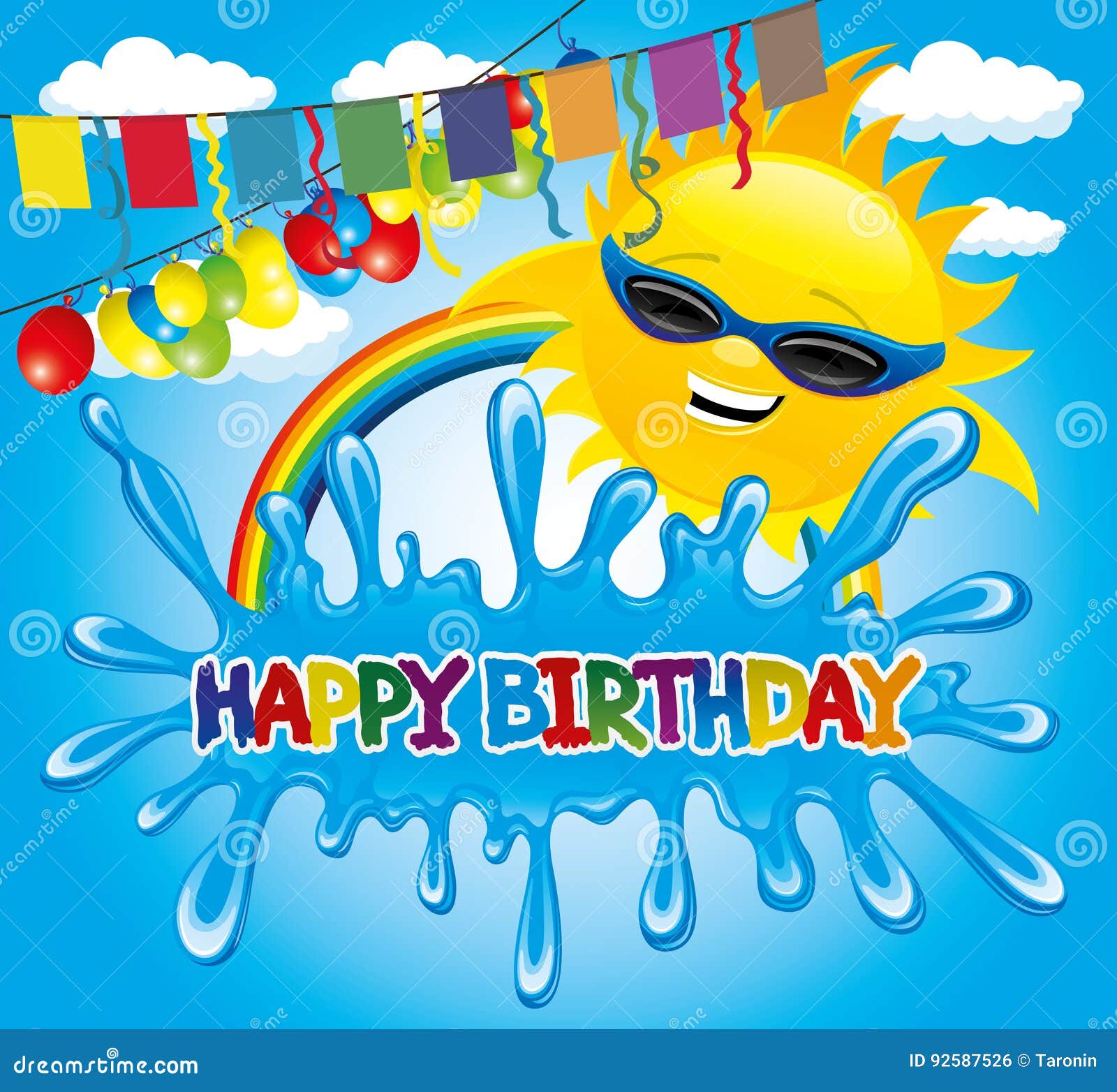Splash of Water and a Birthday Greeting. Stock Vector - Illustration of ...