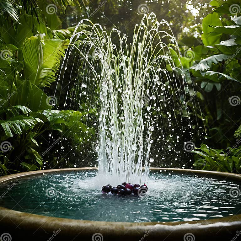 A Vibrant Blackcurrant Explodes into a Water Fountain Against a ...