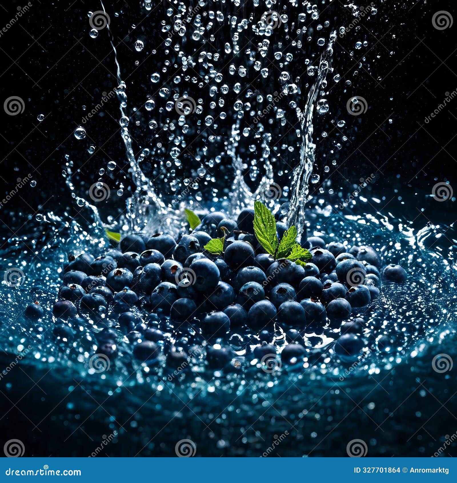Splash Water Blueberries Emerging from a Dramatic Burst of Water ...