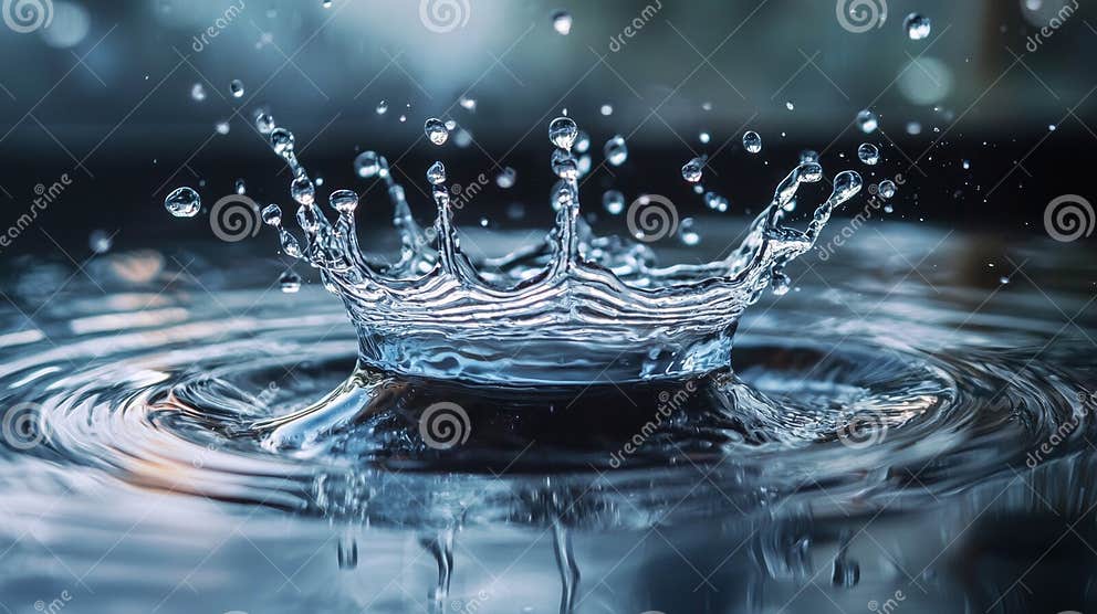 Splash of Water Creating Crown Effect in Close-Up Stock Photo - Image ...