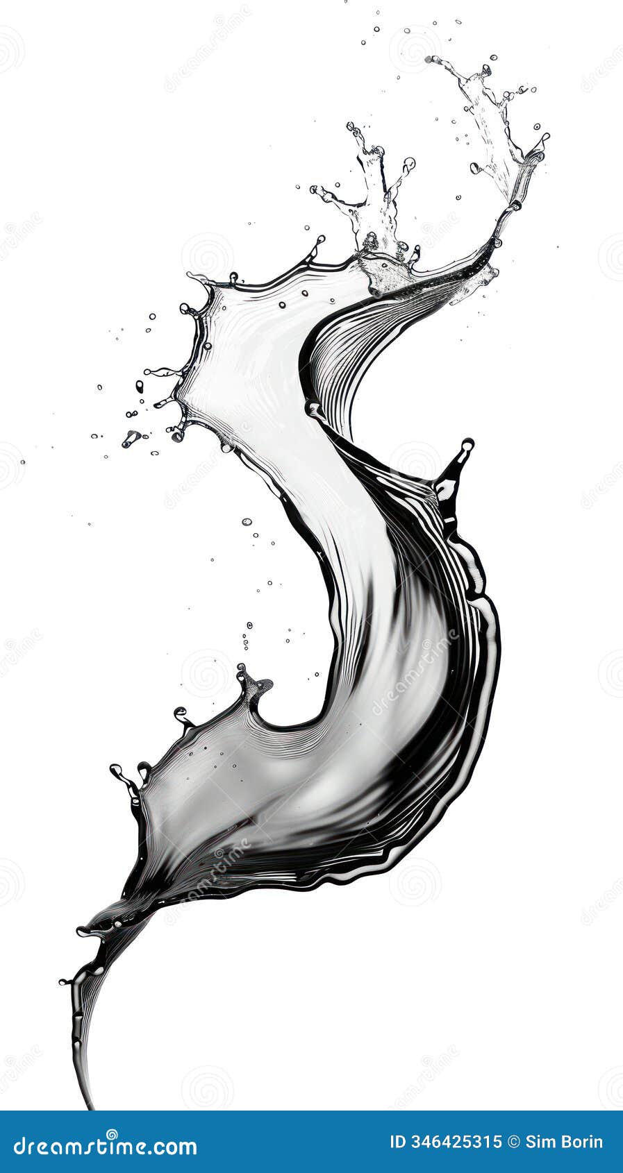 A Splash of Water on a Curve Shape Bold Lines Stunning Isolate Stock ...