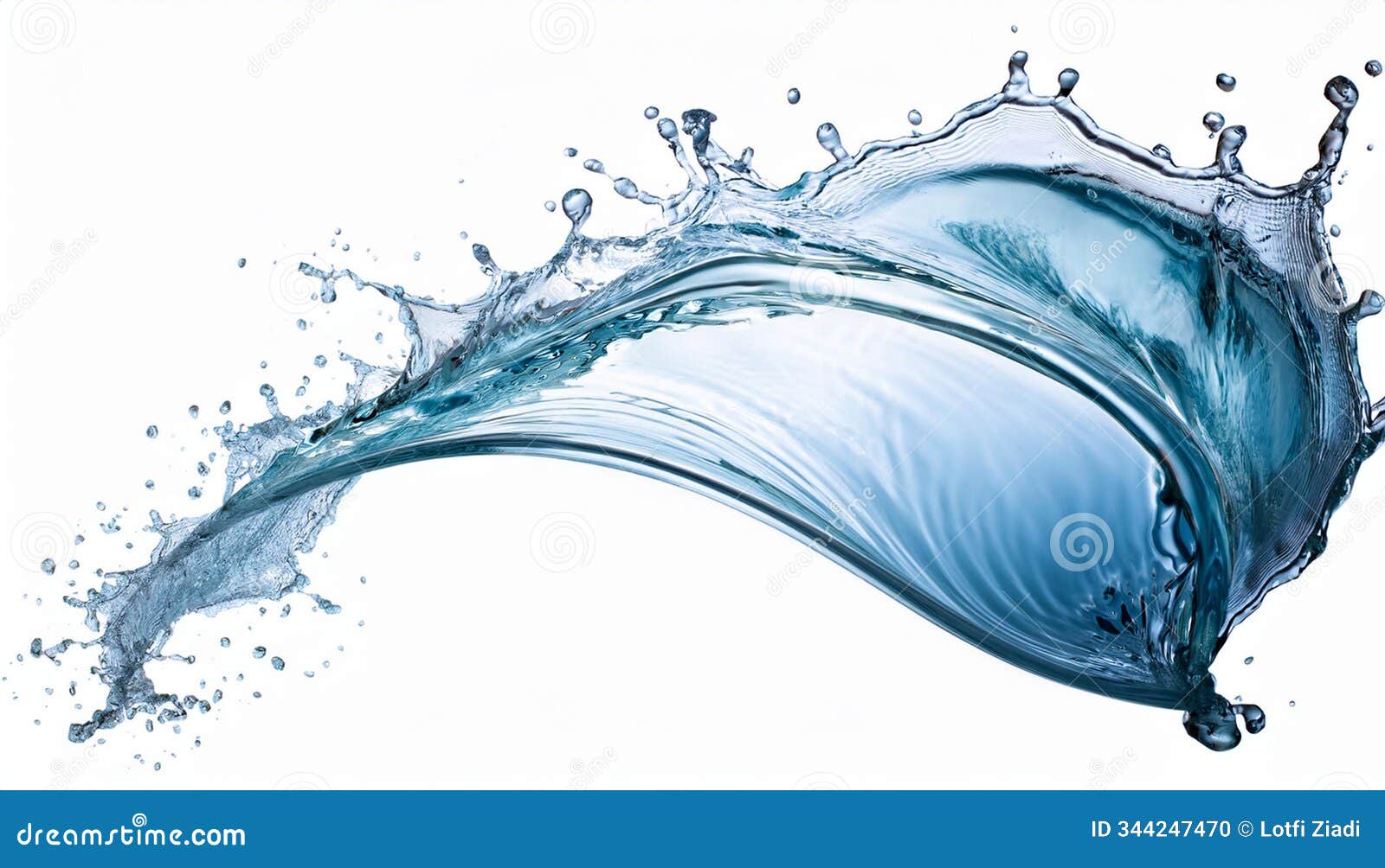 A Splash of Water on a Curve Shape Bold Lines Stunning Isolate on White ...