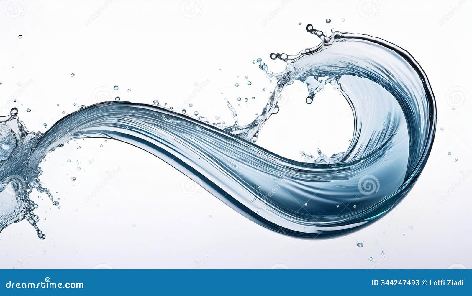 A Splash of Water on a Curve Shape Bold Lines Stunning Isolate on White ...