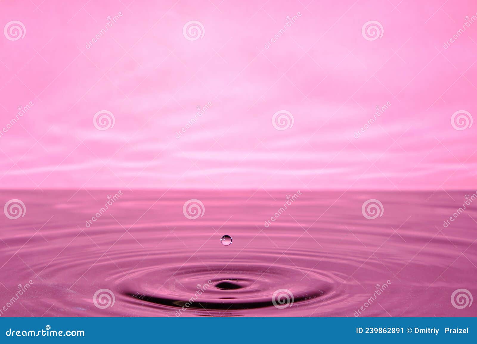 Splash Water after Drop Falls.Pink Abstract Background with Drop in ...