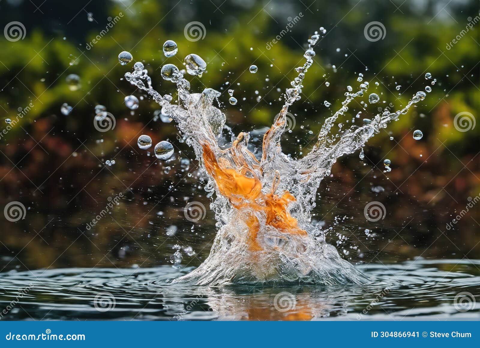 Splash after Water Droplets Fall into the Pond Stock Illustration ...