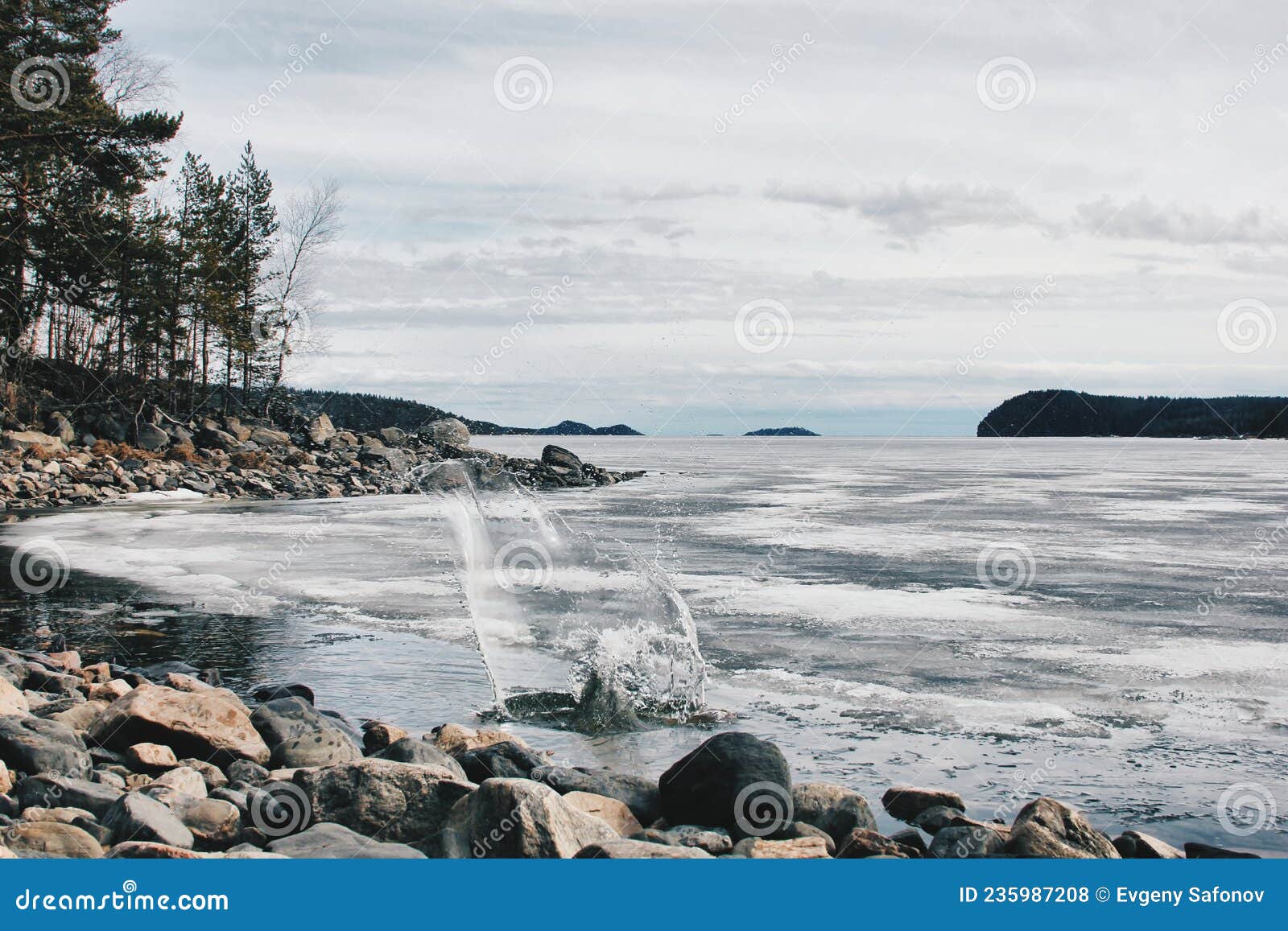 Splash in Water from Fallen Cobblestone Stock Photo - Image of wave ...