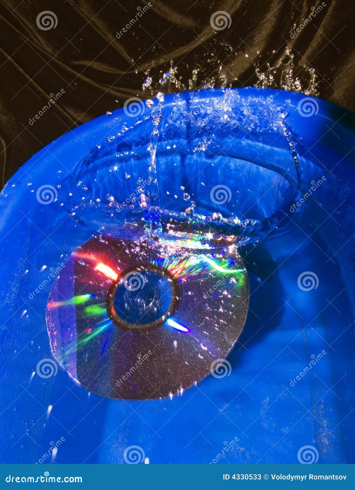 Splash in Water at Falling CD Disk Stock Image - Image of shine ...