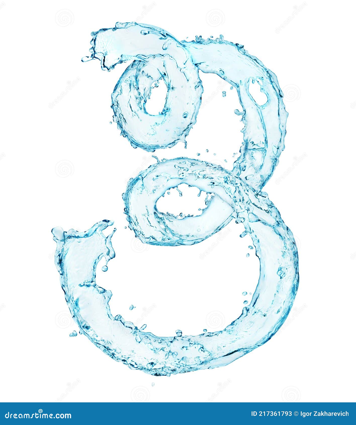 Splash of Water in the Form of Three. Stock Image - Image of cold ...