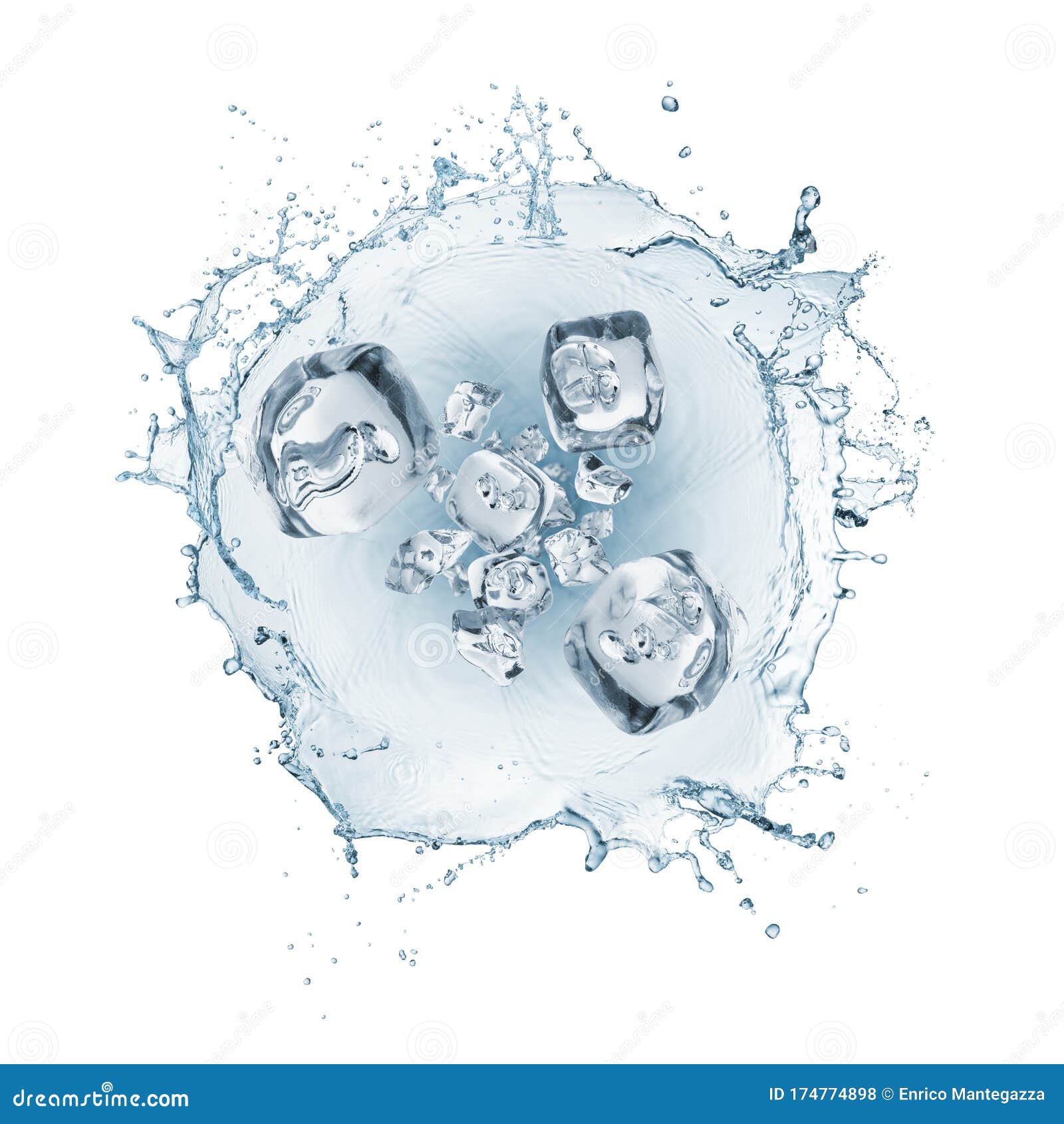 Splash water and ice cubes stock photo. Image of sparkling - 174774898