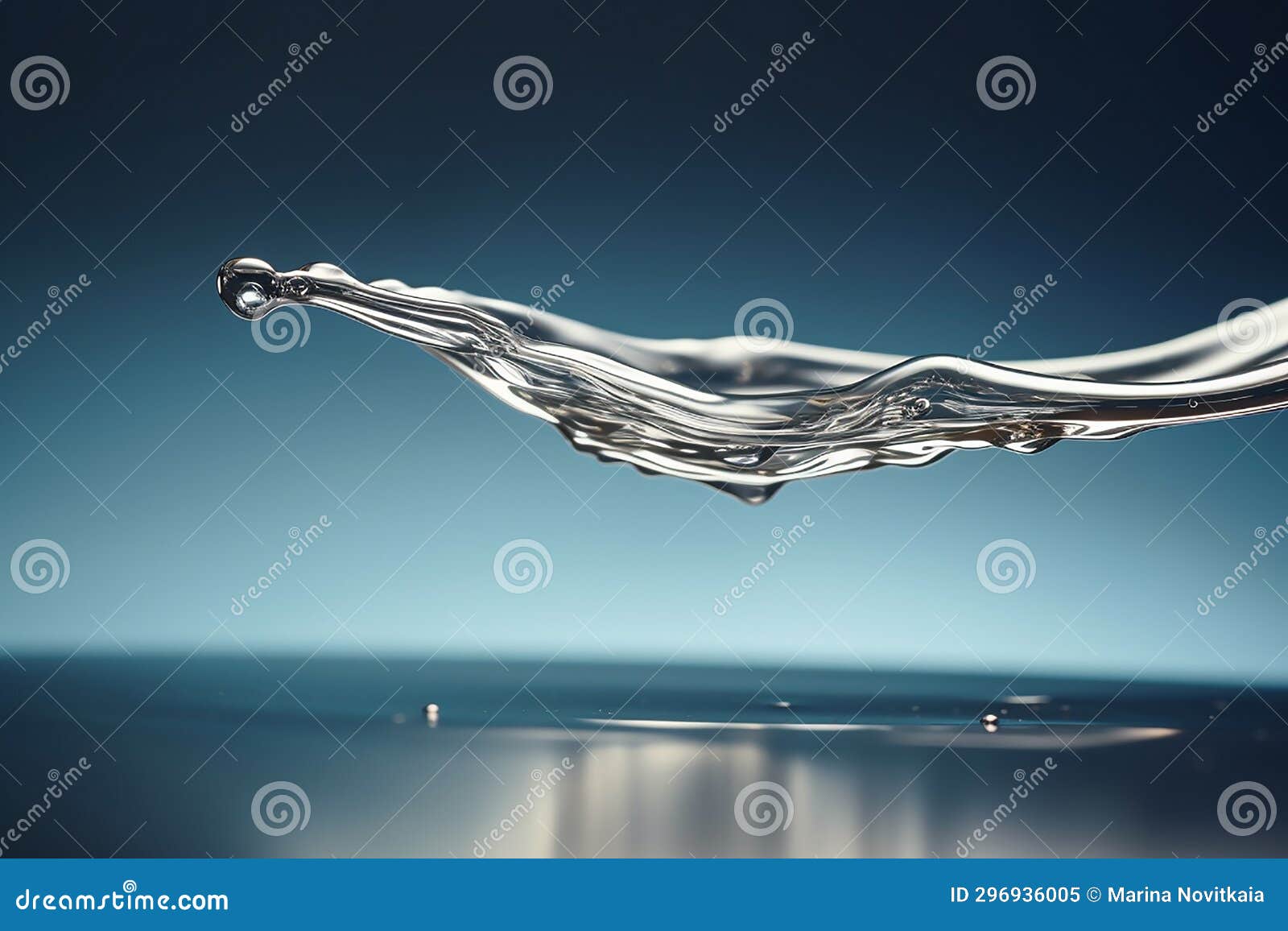 Splash of Water, Levitation on Blue Background. Copy Space Stock ...