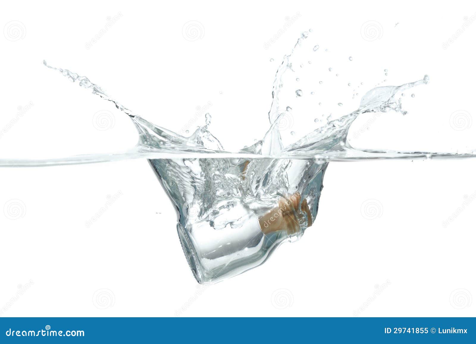 Bottle splashing in water stock image. Image of white - 29741855