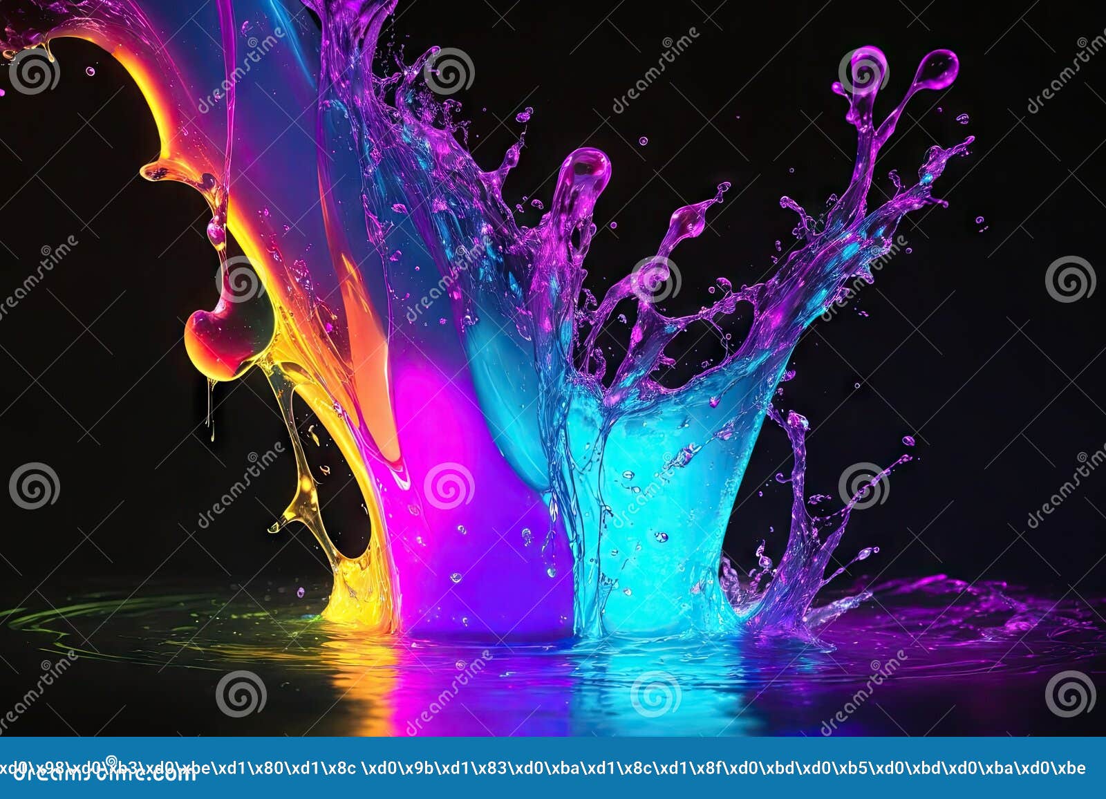 Splash of Water on Neon Light Background. Ai Generative Stock ...