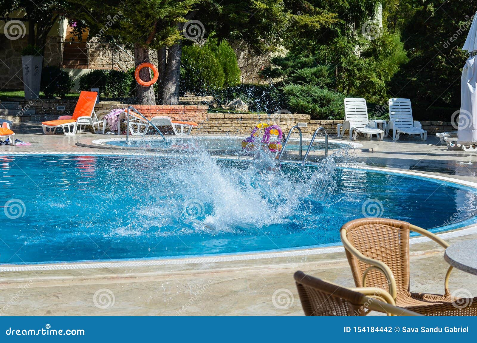 Splash of Water in Pool after Dive during Summer Stock Photo - Image of ...
