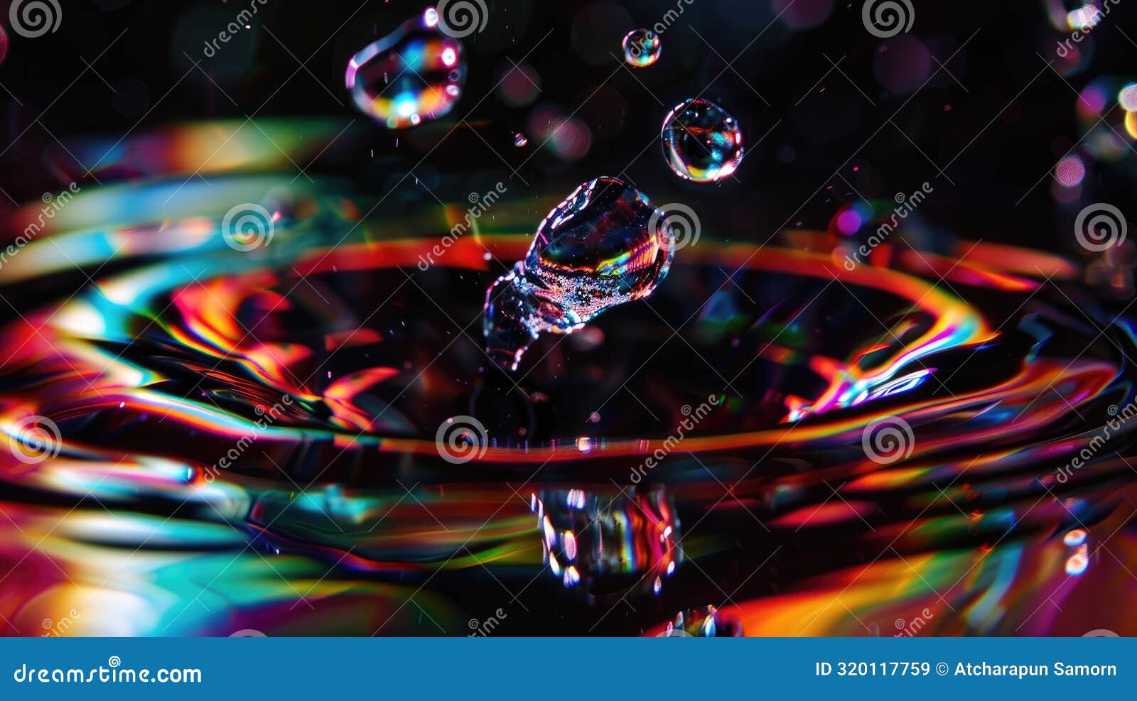 A Splash of Water with a Rainbow Effect. the Water is in a Circular ...