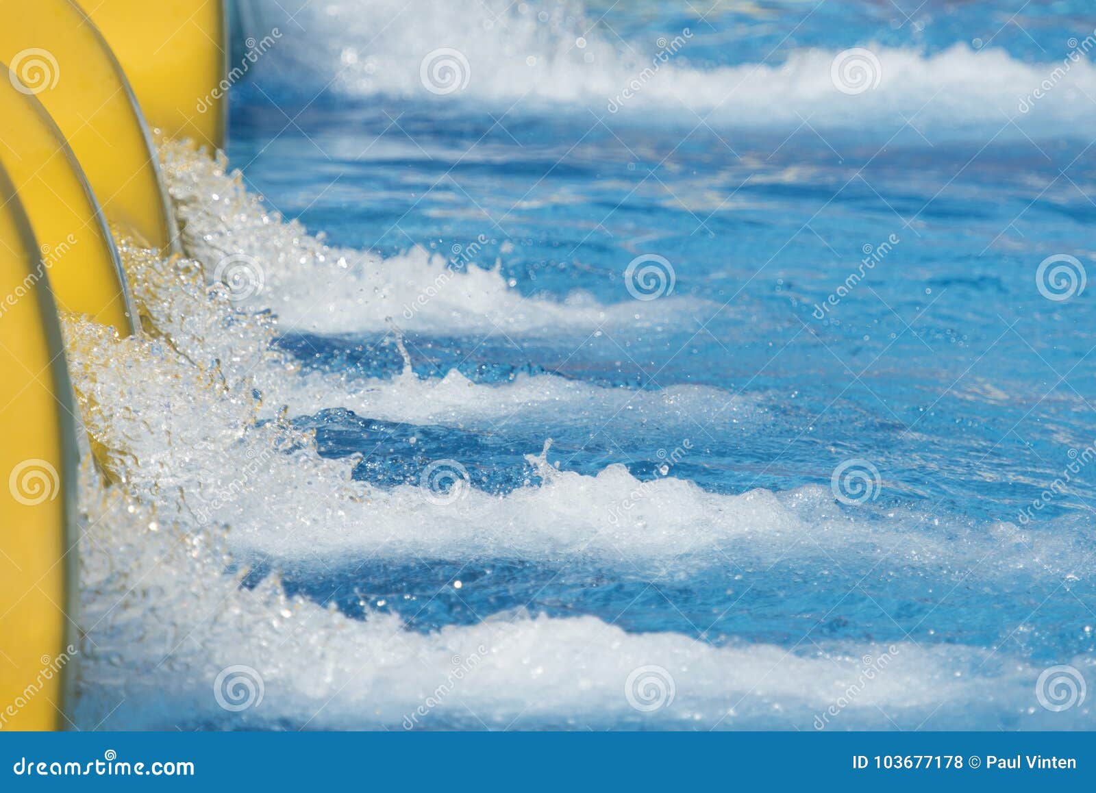 Splash of Water from Slide in Swimming Pool Stock Photo - Image of ...