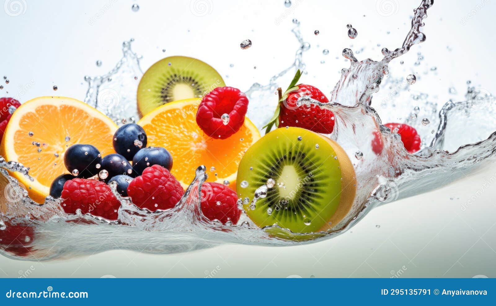 A Splash of Water on a Variety of Fruits Stock Image - Image of fruits ...