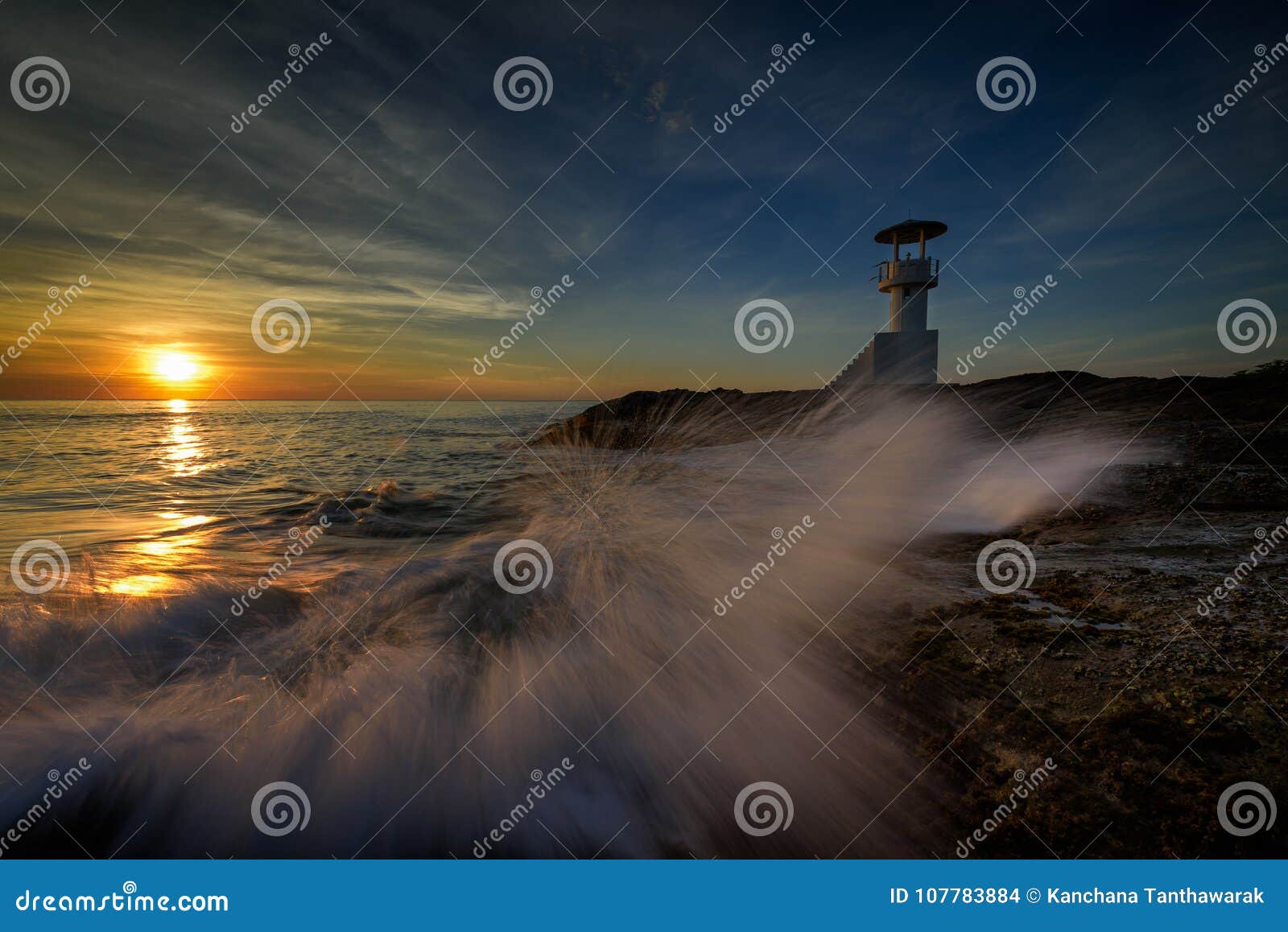 Splash of Wave at Lighthouse Stock Photo - Image of stormy, nature ...
