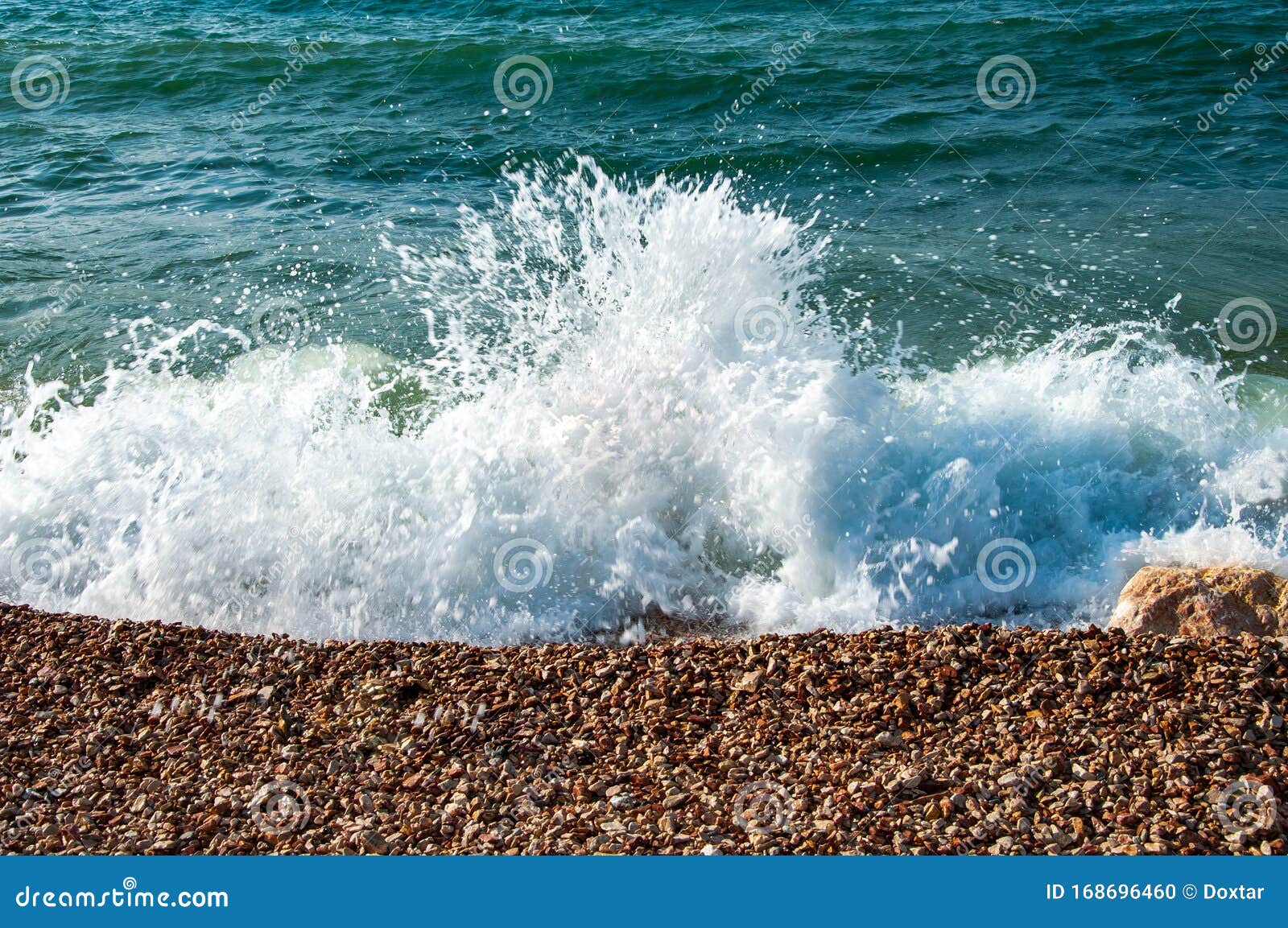 Splash Wave, Pebble Beach, Storm Stock Photo - Image of pebbles, foam ...